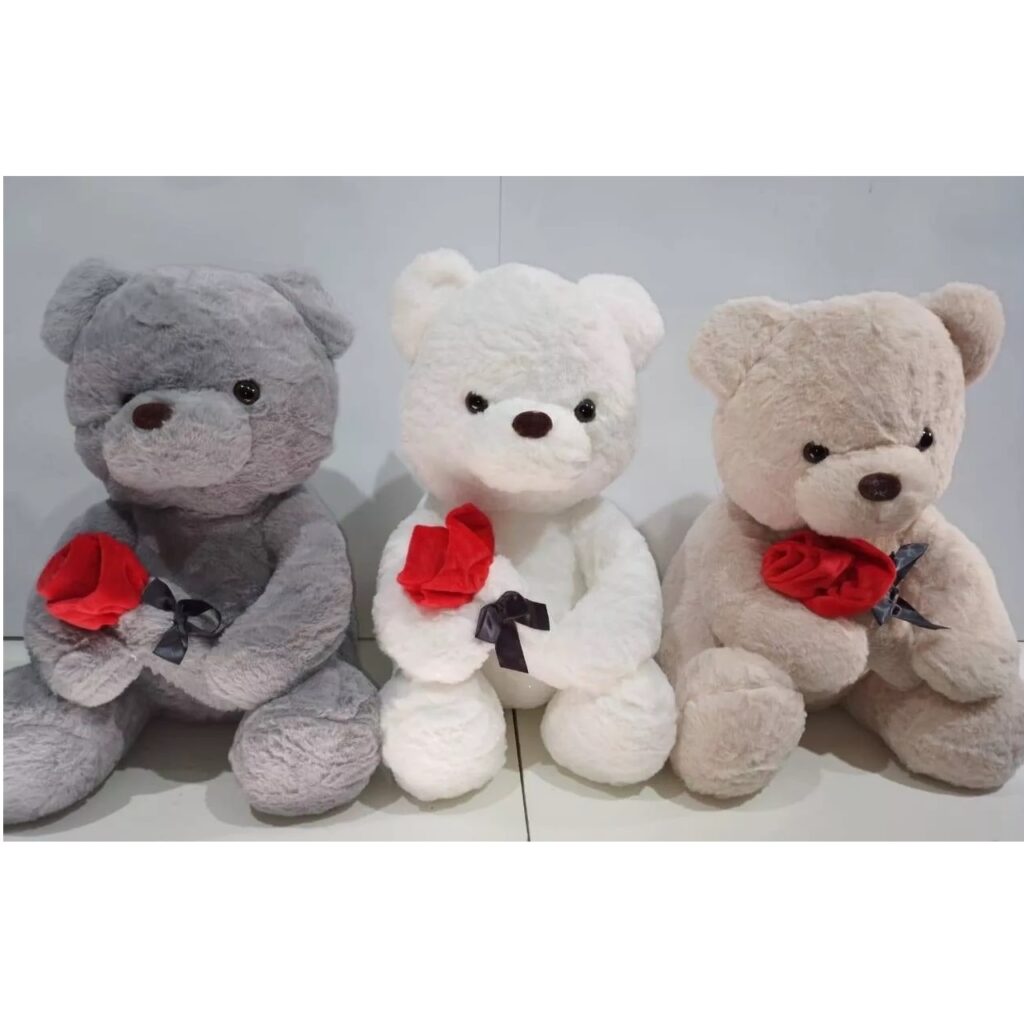 OSO GRANDE CON FLOR 50CM P0184-35A BEIGE GRIS BLANCO – Cálido Hogar